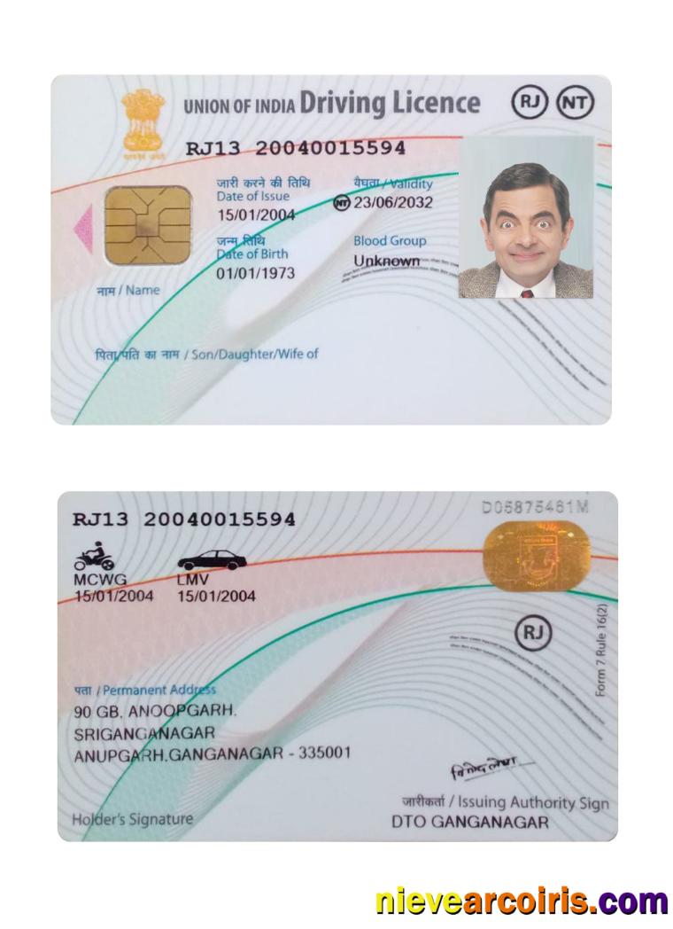 India Union Driving License New Version - Neveria Arcoiris