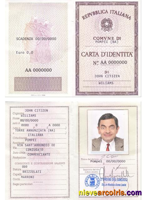 Italy Identity Card La Carta D’Identita’ Italiana - Neveria Arcoiris