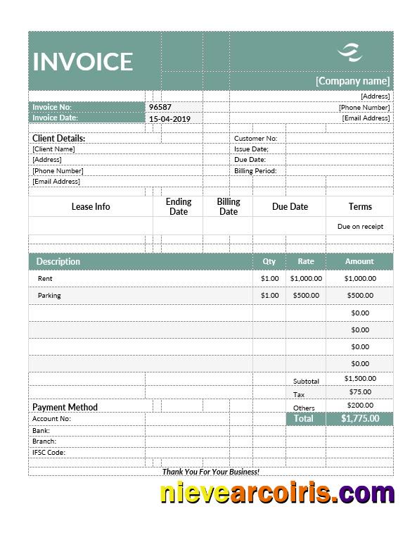 Commercial Lease Invoice - Neveria Arcoiris