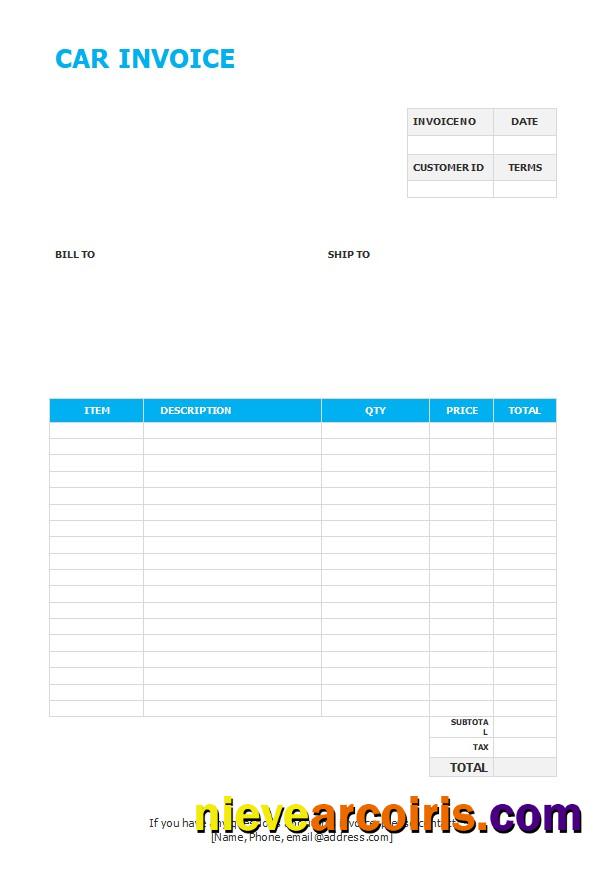 Free Car Invoice - Neveria Arcoiris
