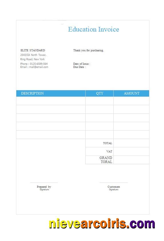 Free Education Invoice - Neveria Arcoiris