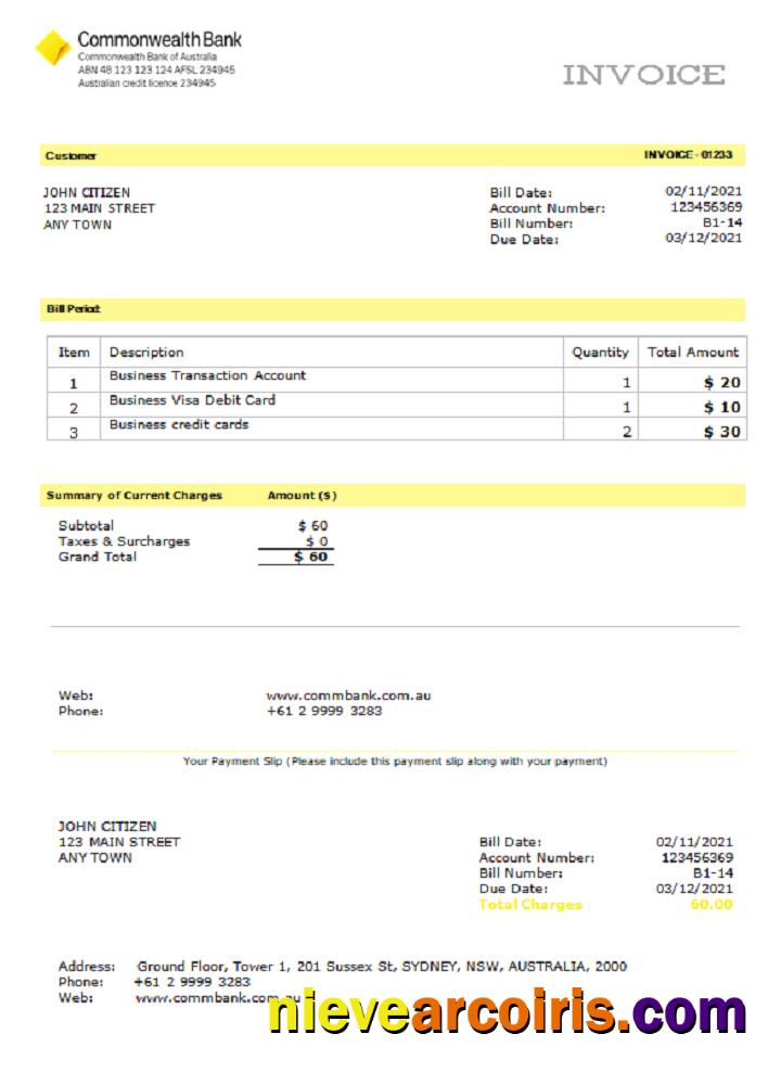 Usa Commonwealth Invoice - Neveria Arcoiris