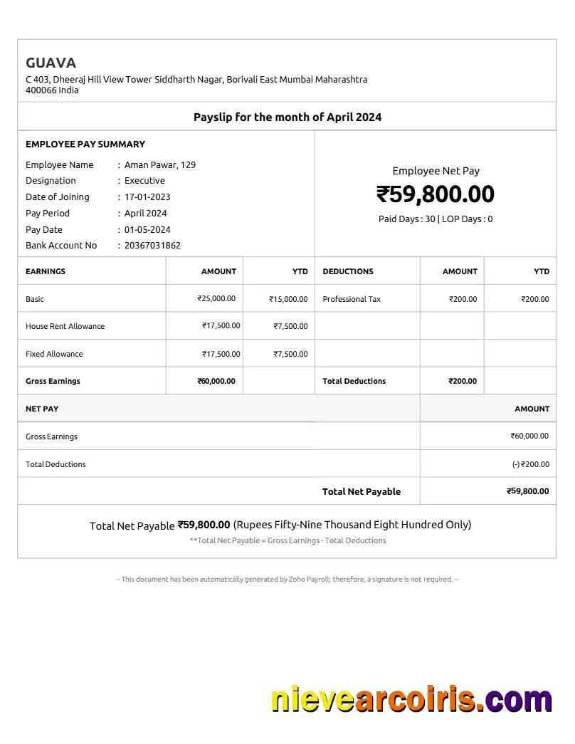 Guava Payslip - Neveria Arcoiris